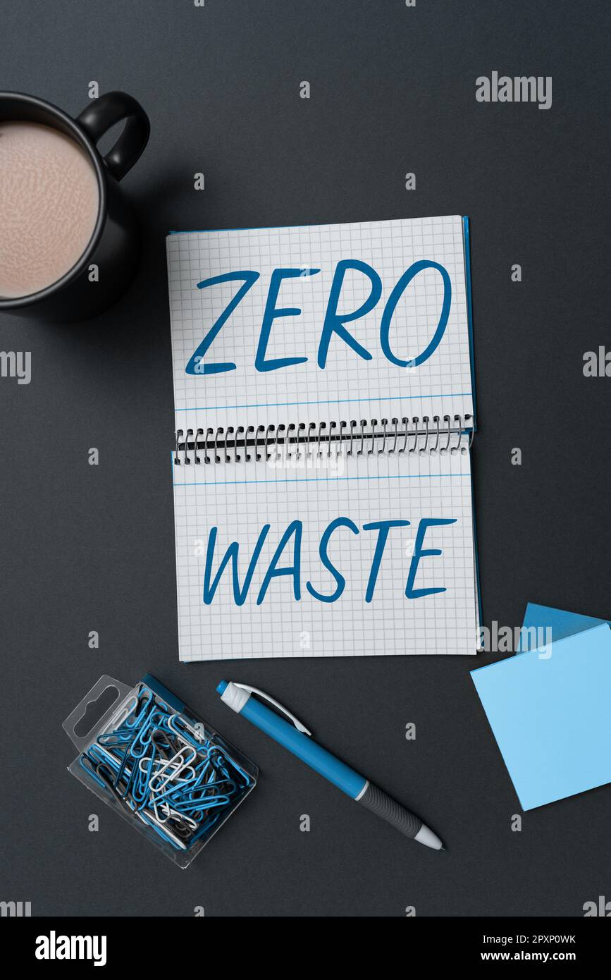 Text sign showing Zero Waste, Conceptual photo industrial responsibility includes composting ...