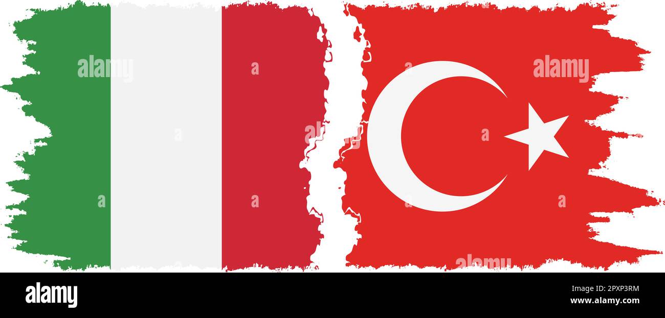 Turkey and Italy grunge flags connection, vector Stock Vector Image ...