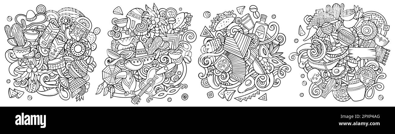 Latin America cartoon vector doodle designs set Stock Vector Image ...