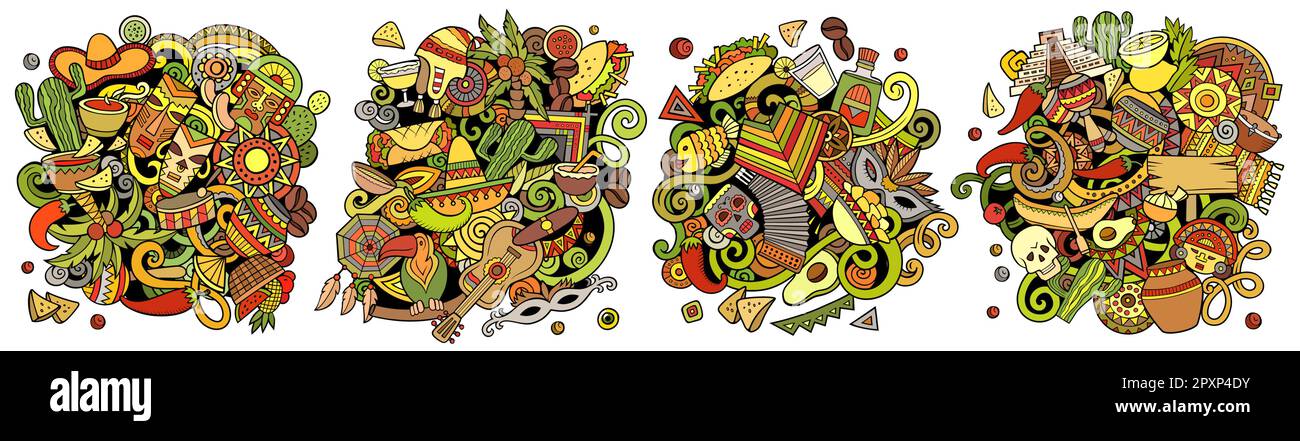Latin America cartoon vector doodle designs set Stock Vector Image ...