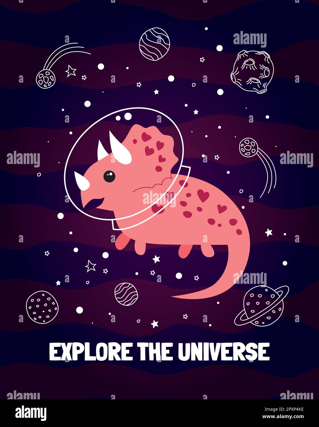 Cute pink dinosaur poster Stock Vector Image & Art - Alamy