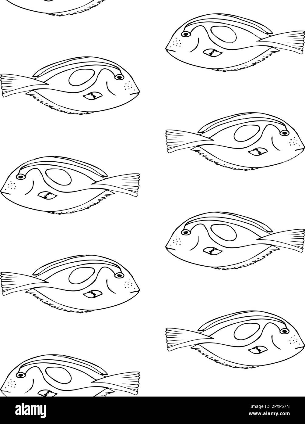 Vector seamless pattern of hand drawn doodle sketch tropical fish ...