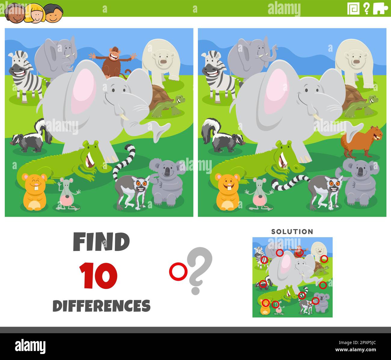 Cartoon illustration of finding the differences between pictures ...