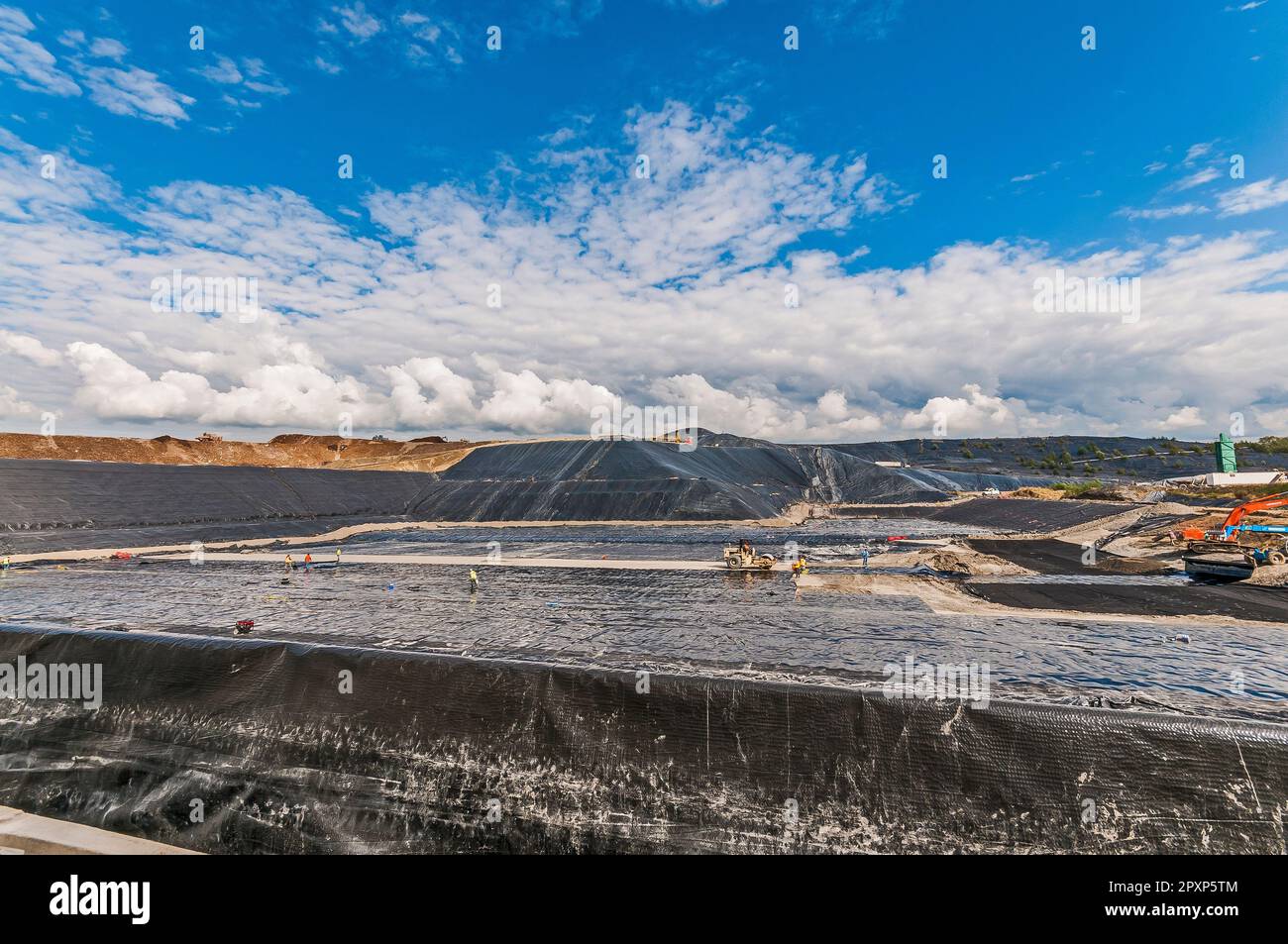 Geomembranes cover a lot of ground in an active landfill Stock Photo ...
