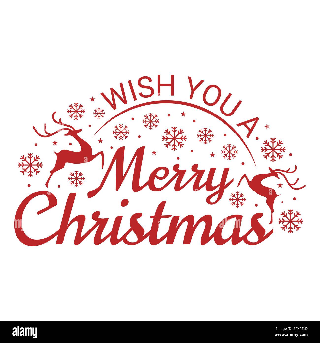 Cheerful Merry Christmas illustration featuring reindeers, snowflakes ...