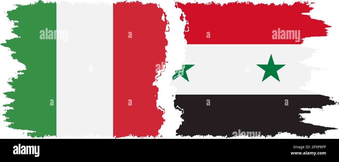 Syria and Italy grunge flags connection, vector Stock Vector Image ...
