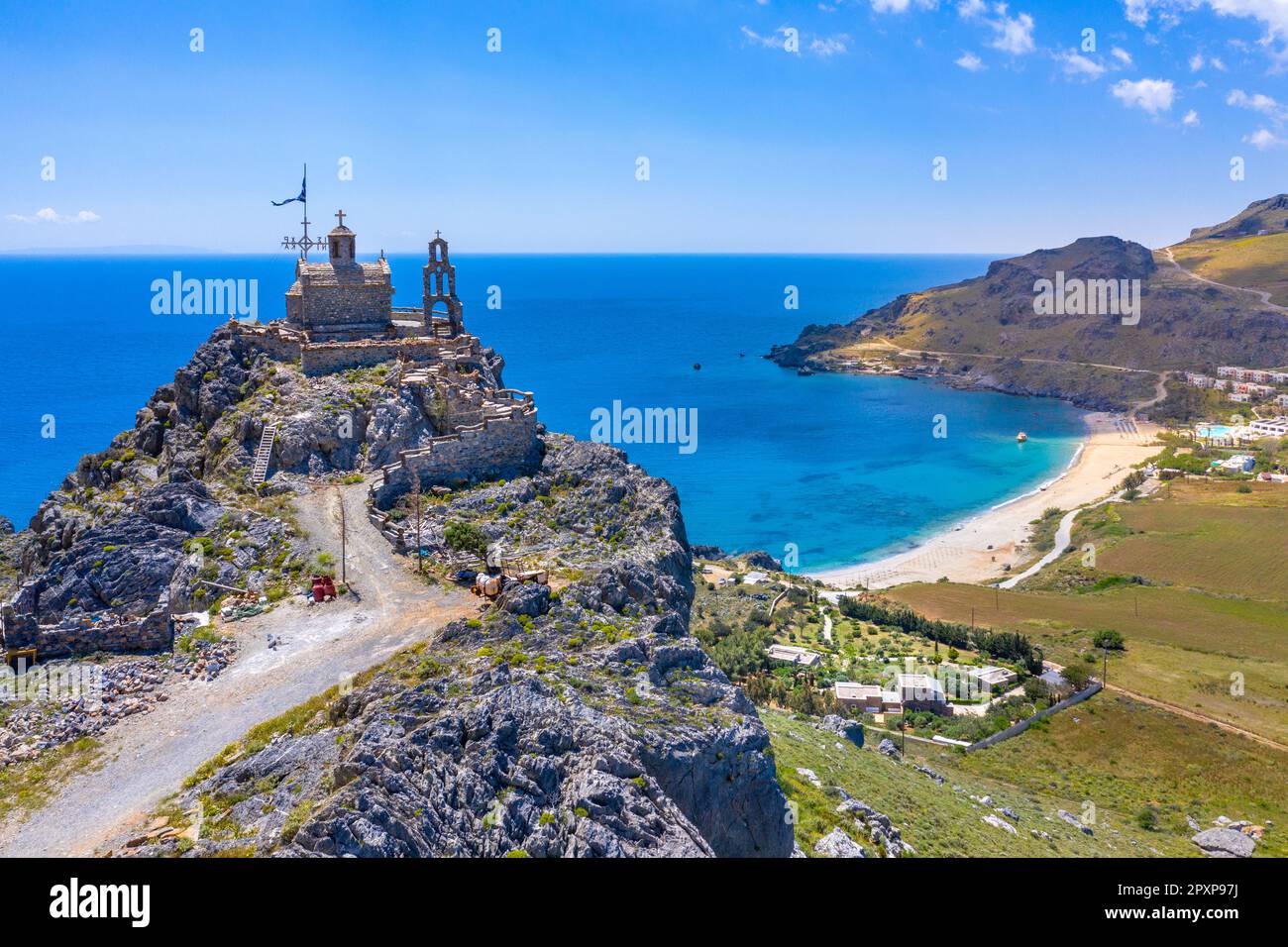 Damnoni beaches in Crete island, Greece near famous resort of Plakias ...