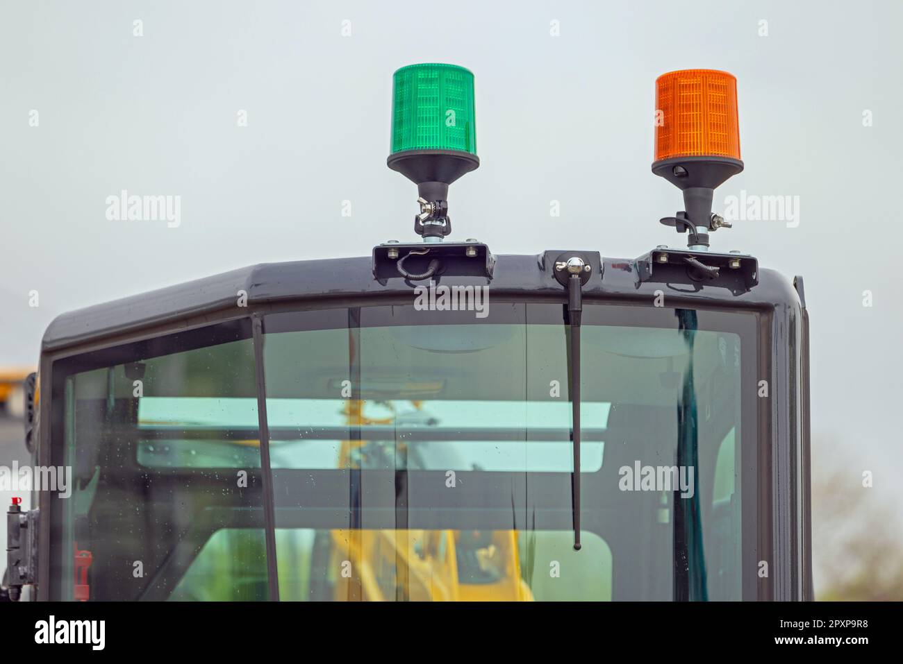 Green and Amber Dome Led Lights Signal at Construction Machine Stock ...