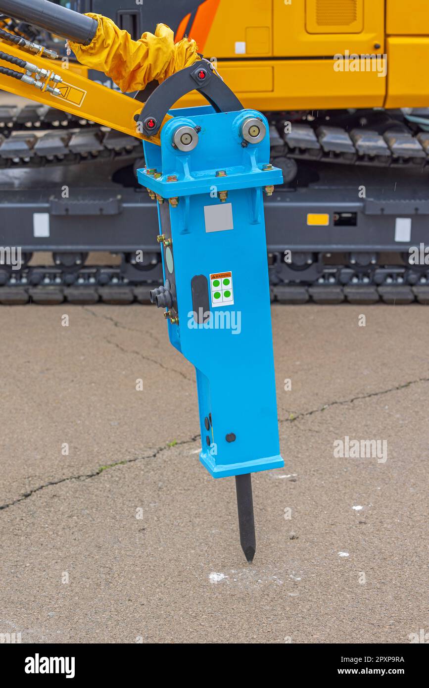 Hydraulic Breaker Hammer Machine Attachment at Construction Site Stock ...
