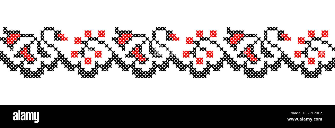 Ukrainian floral pattern in red and black colors. Vector ornament ...