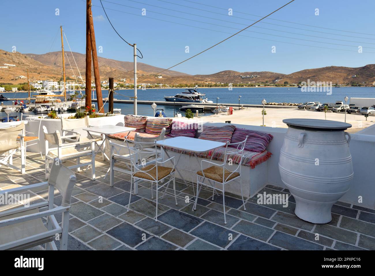 Typical seaside restaurant with beautiful sea view in Livadi village on ...