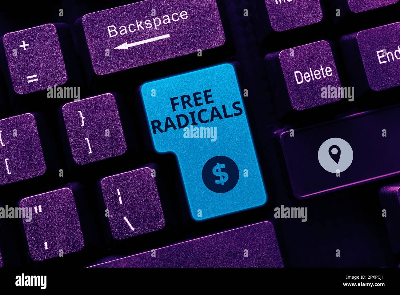 Conceptual caption Free Radicals, Internet Concept produced in body by ...