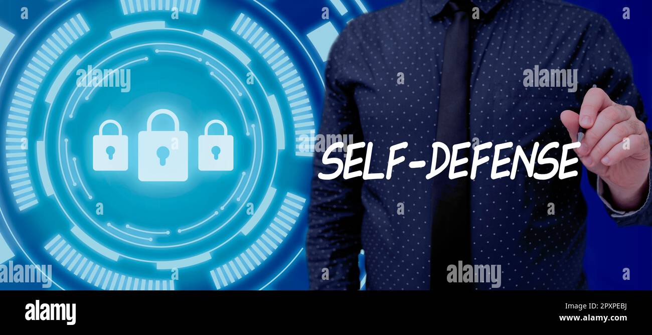 Handwriting text Self Defense, Business concept the act of defending ...