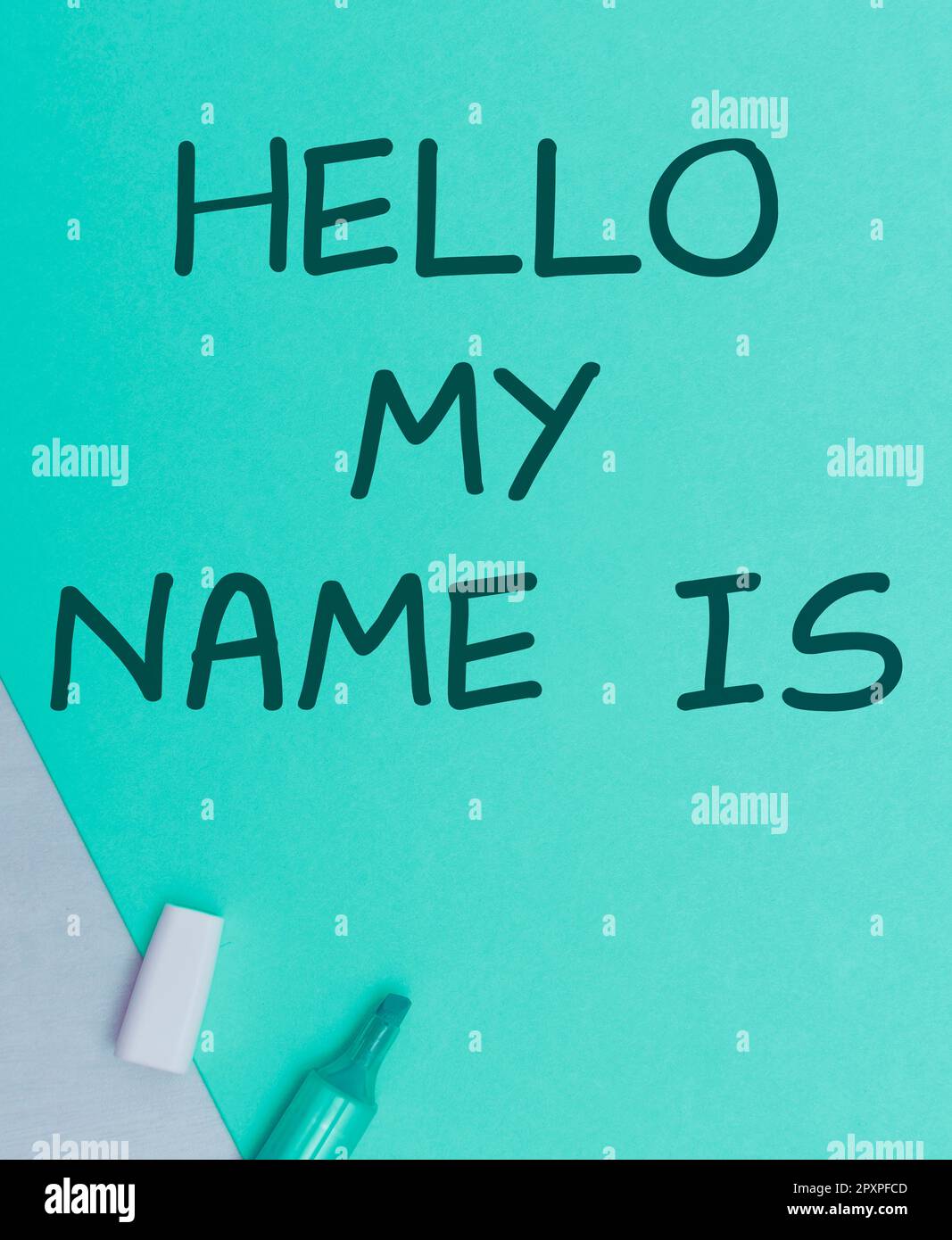 Hand writing sign Hello My Name Is, Business idea introducing yourself ...