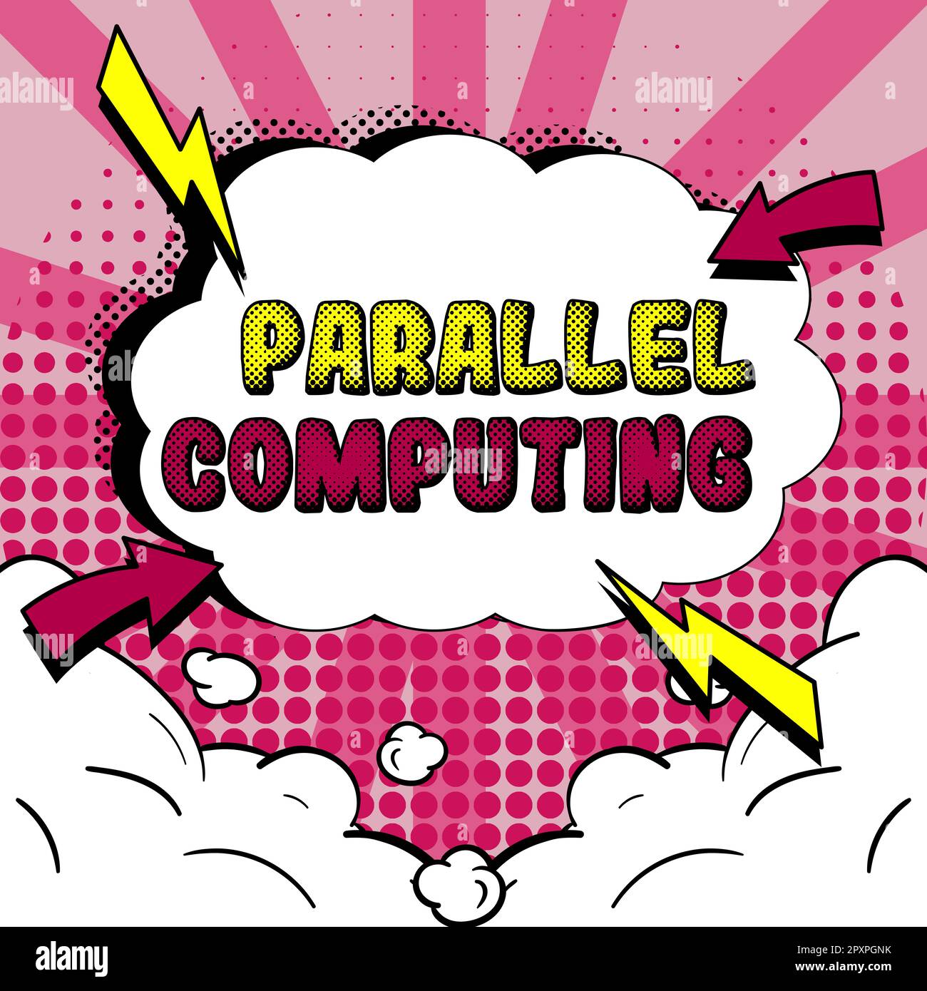 Text caption presenting Parallel Computing, Business idea simultaneous calculation by means of ...
