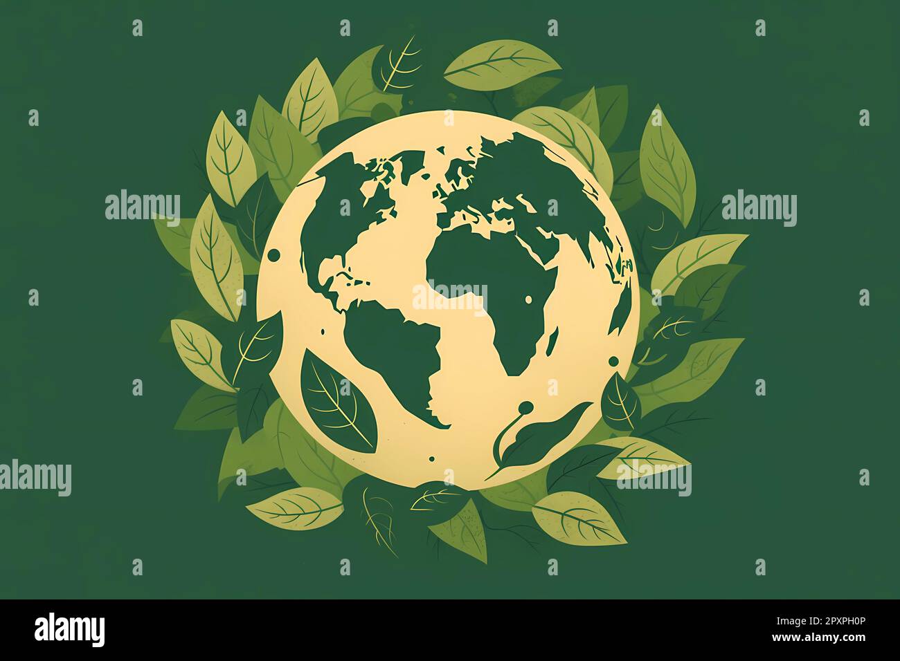 World Environment Day Green Earth With Leaves On A White Background