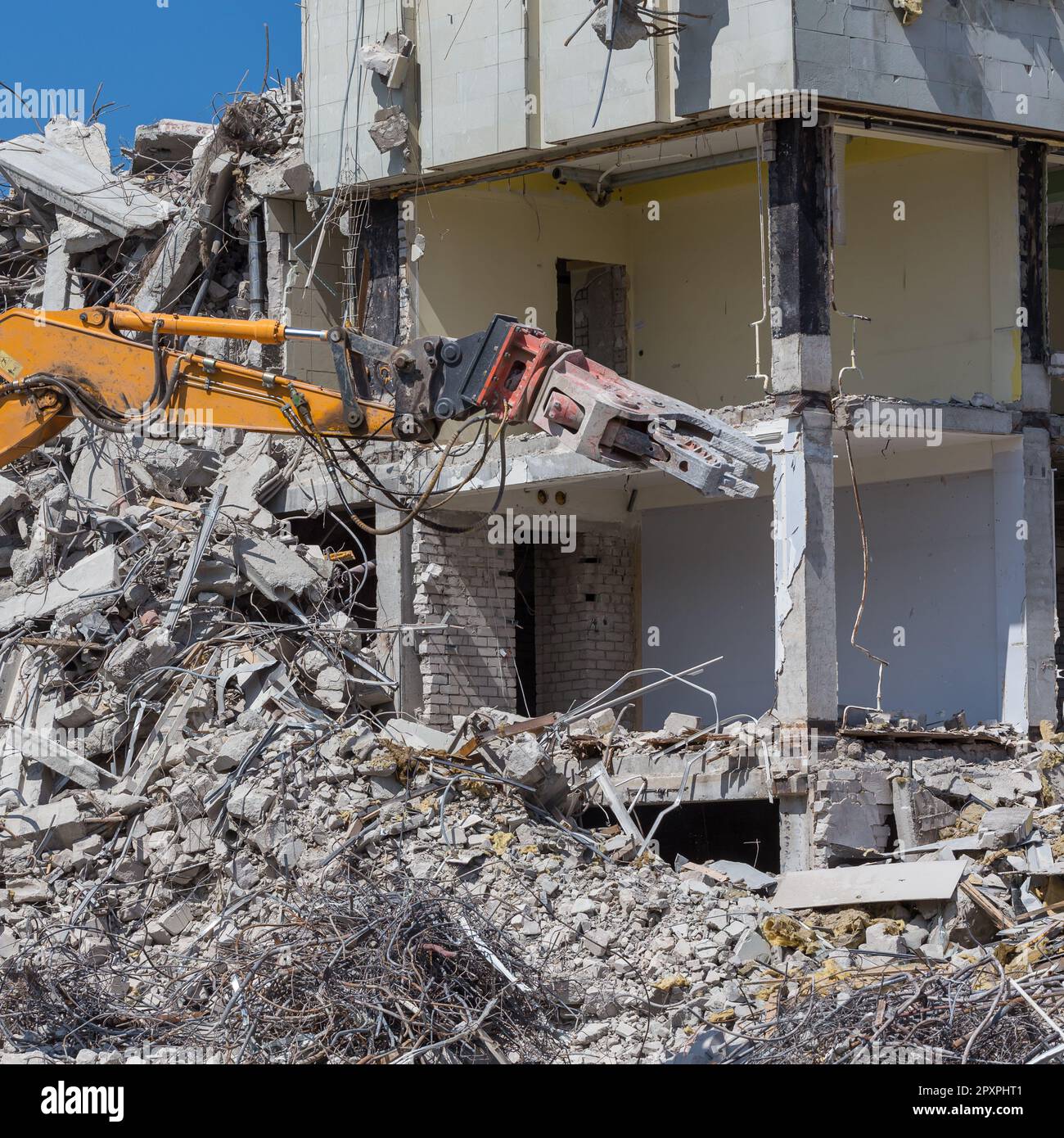 Pieces of Metal and Stone are Crumbling from Demolished Stock Photo - Alamy