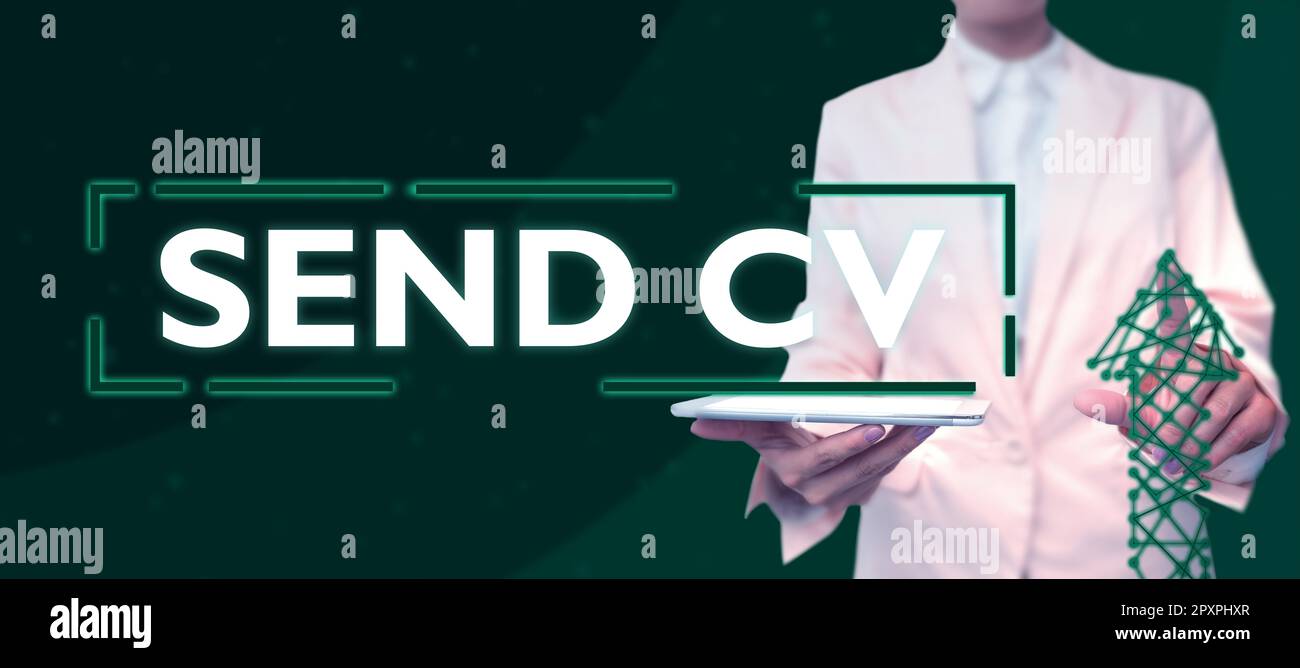 Text caption presenting Send Cv, Word Written on Give resume curriculum ...