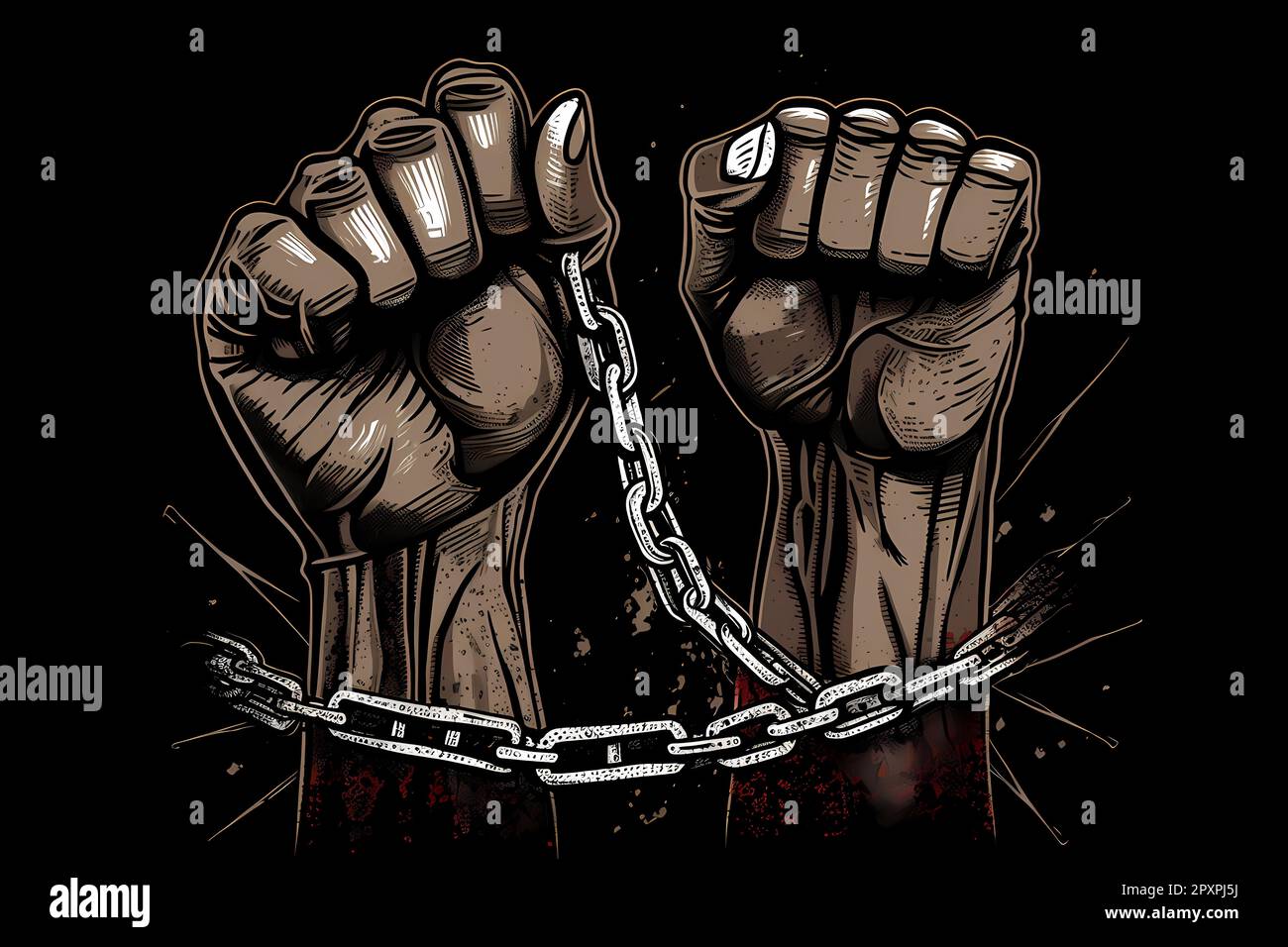 Black fist in chains hi-res stock photography and images - Alamy