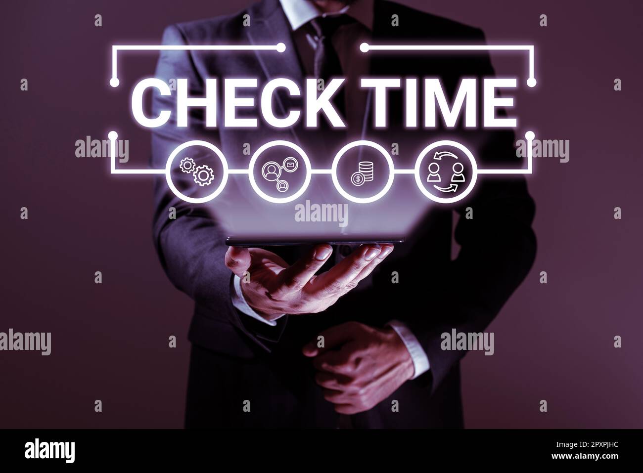 Text caption presenting Check Time, Business idea instance of checking ...