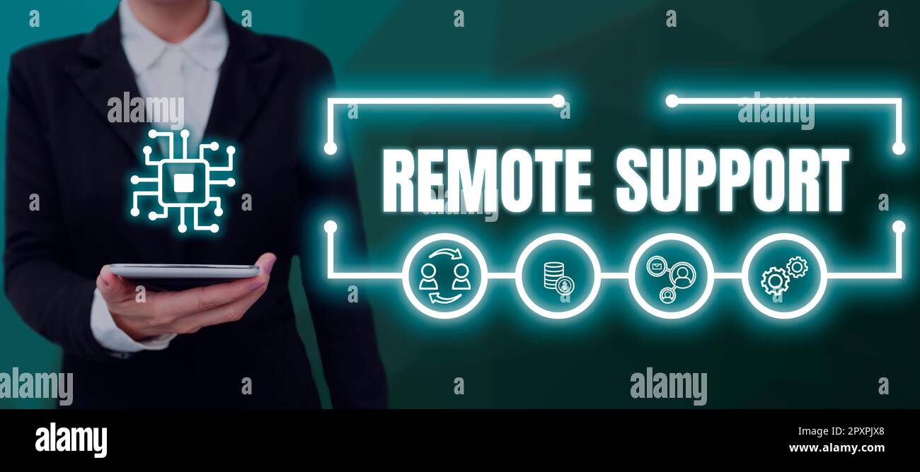 Writing displaying text Remote Support, Internet Concept help end-users ...