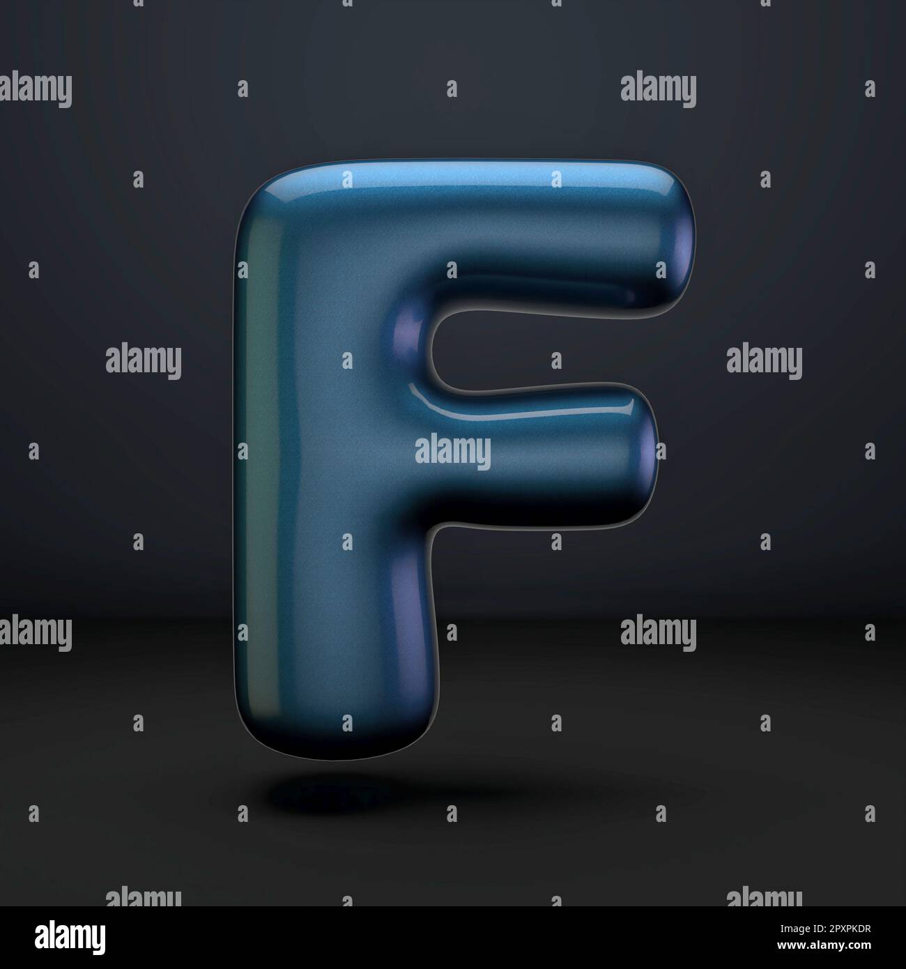 Dark blue shiny font Letter F 3D rendering illustration isolated on ...