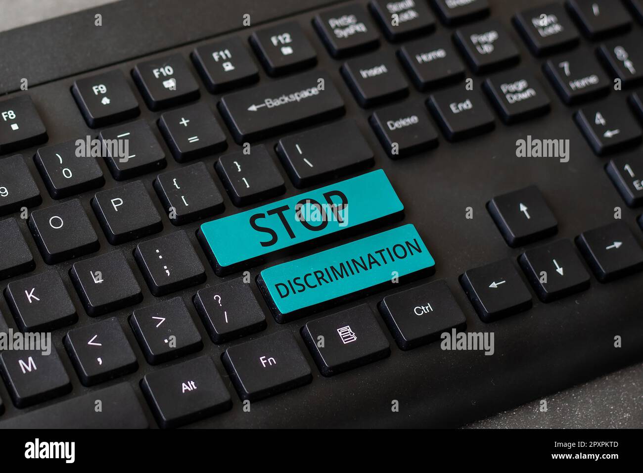 Sign displaying Stop Discrimination, Internet Concept Prevent Illegal ...