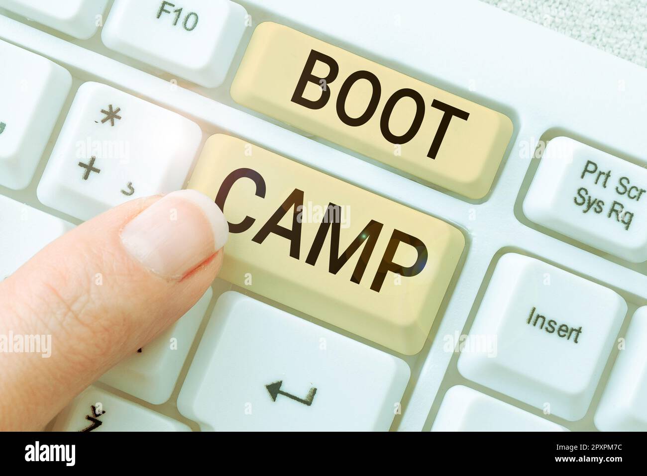 Text caption presenting Boot Camp, Word Written on Military training ...