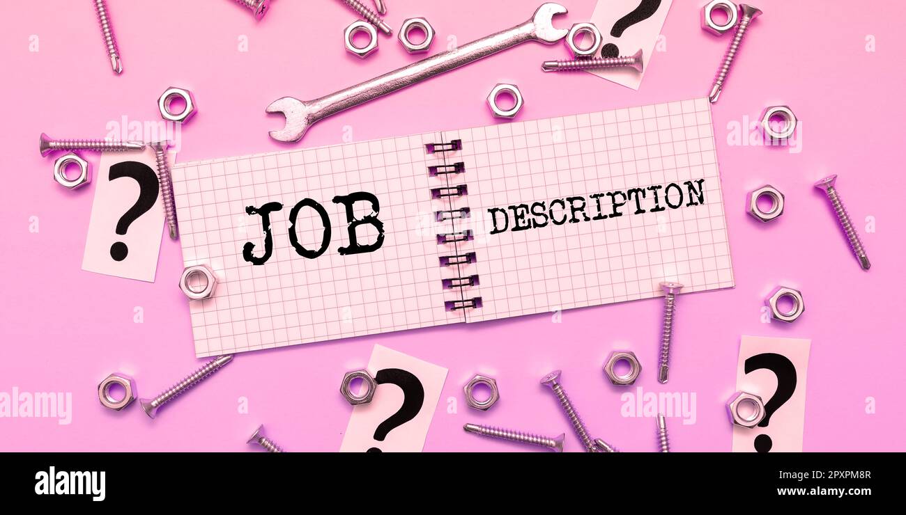 Hand writing sign Job Description, Word for A document that describes ...