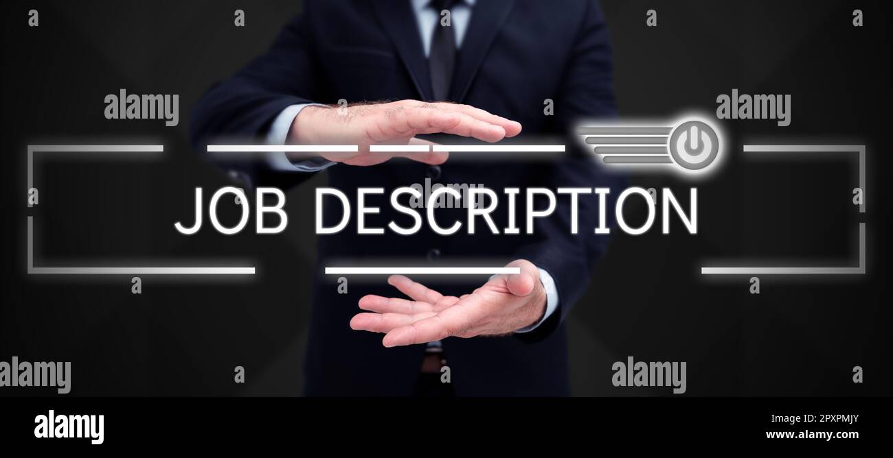 Hand writing sign Job Description, Word Written on A document that ...