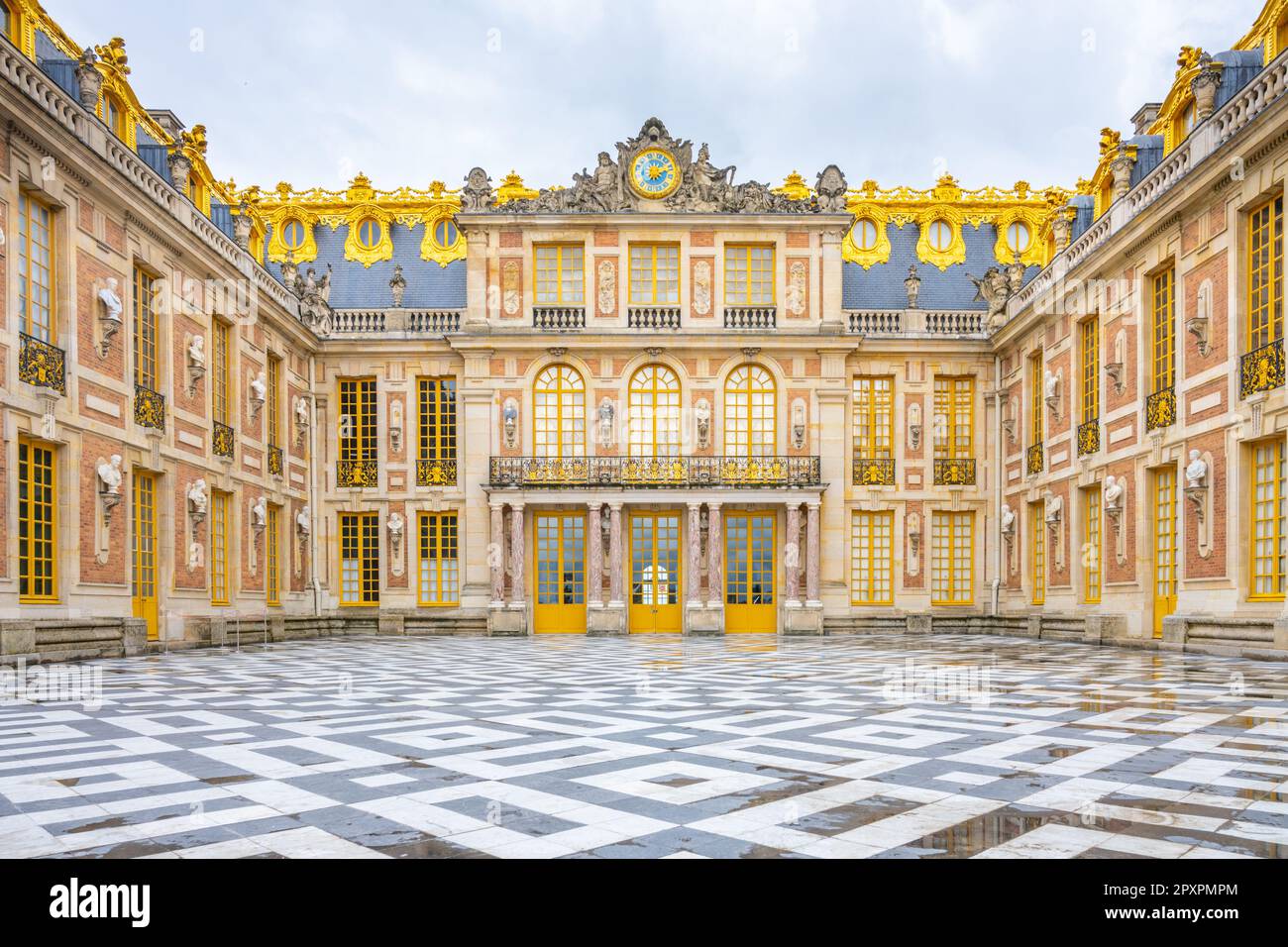Paved Courtyard of Chateau Versailles near Paris, France Stock Photo ...