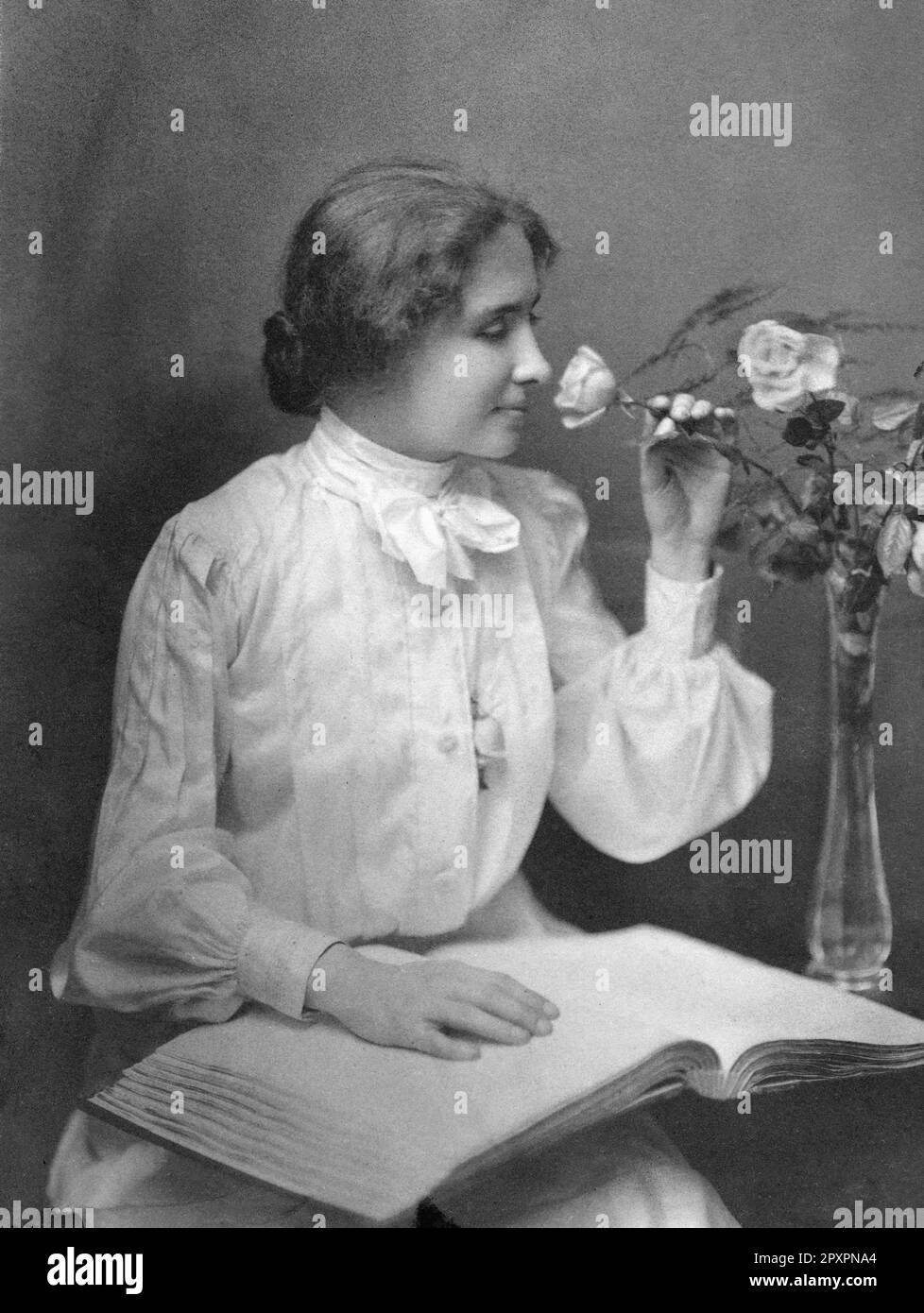 Helen Keller. Photograph of the deaf-blind author and political activist Helen Adams Keller ...