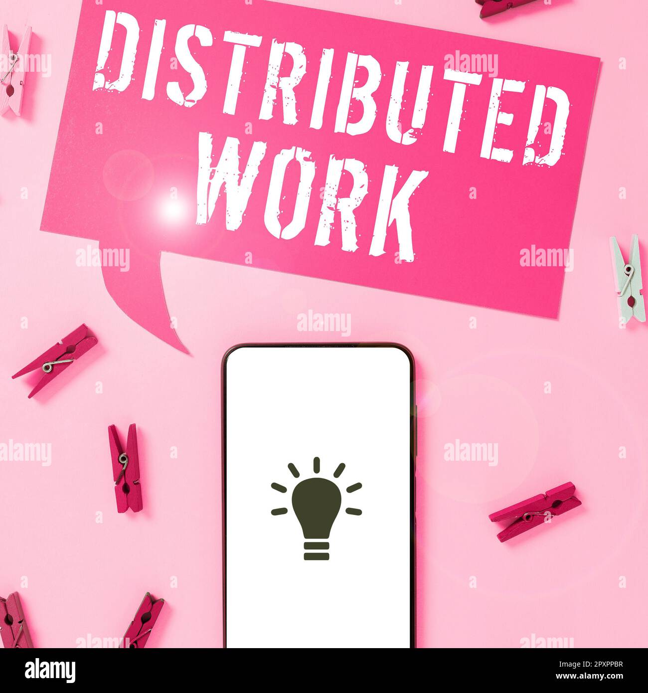 Conceptual caption Distributed Work, Word Written on practiced by enterprises using network ...