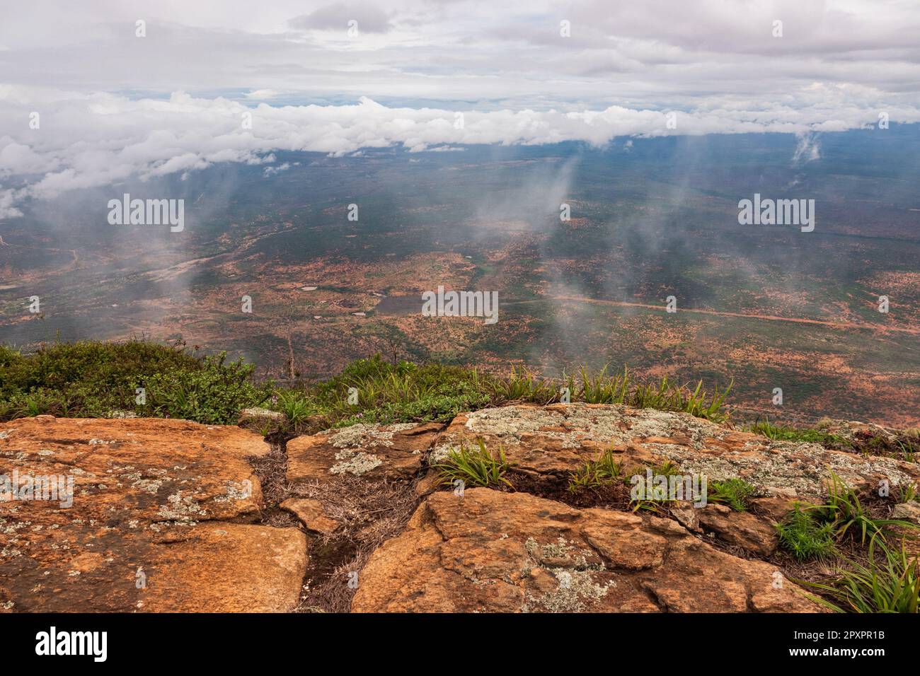 Scenic view of Mount Longido in Tanzania on a foggy day Stock Photo - Alamy