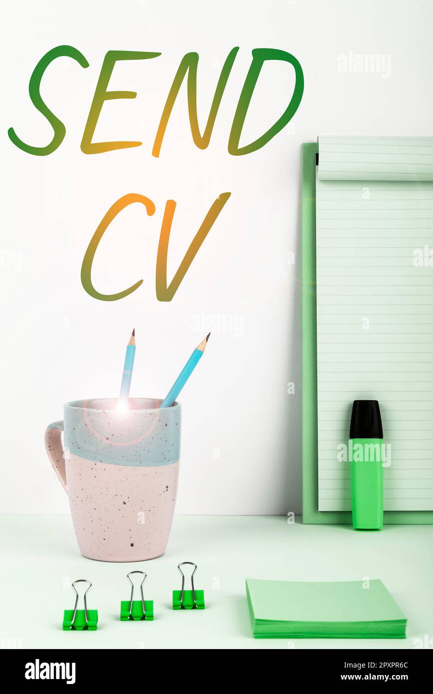 Text caption presenting Send Cv, Word Written on Give resume curriculum ...