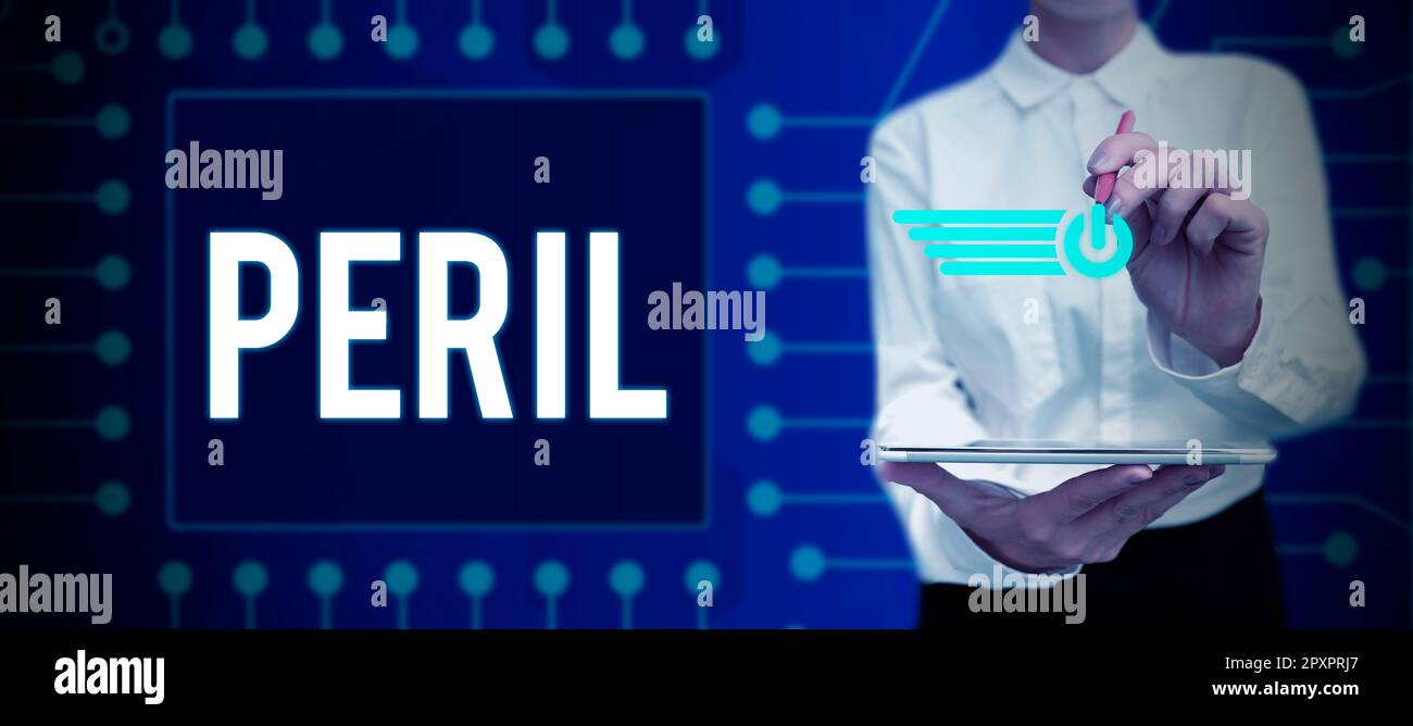 Text showing inspiration Peril, Word Written on indicates something ...