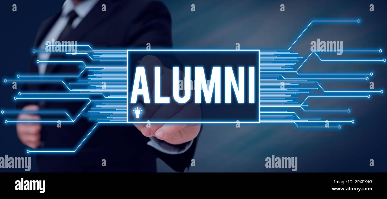 Text showing inspiration Alumni, Word Written on former pupil or ...