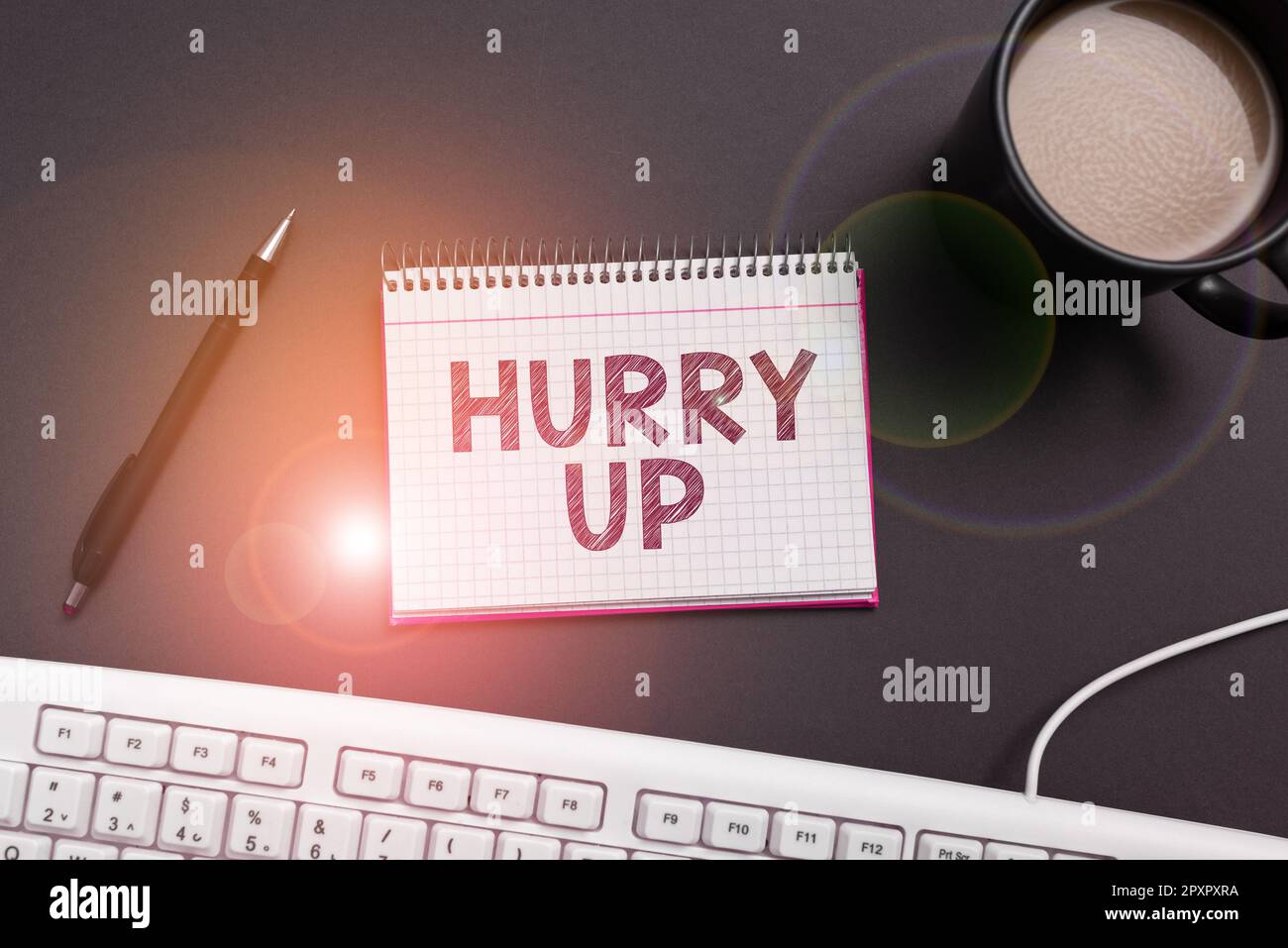 Text caption presenting Hurry Up, Word Written on asking someone to do ...