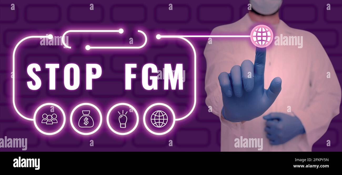 Text showing inspiration Stop Fgm, Business approach Put an end on ...