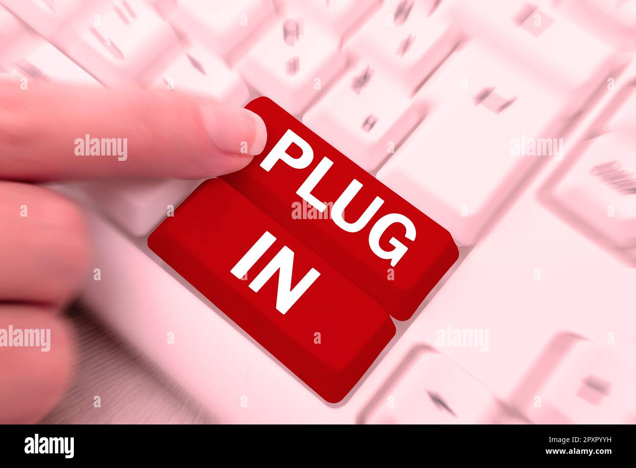 Hand writing sign Plug In, Concept meaning putting device into ...