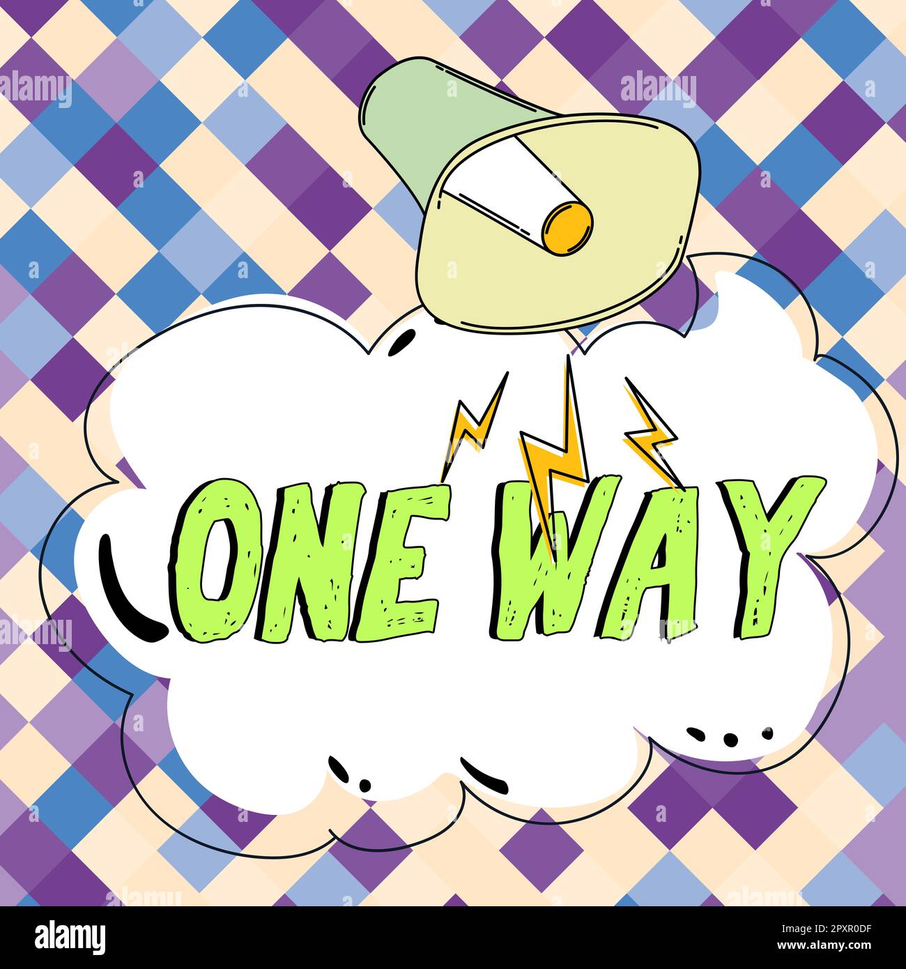 Text caption presenting One Way, Business showcase Only direction ...