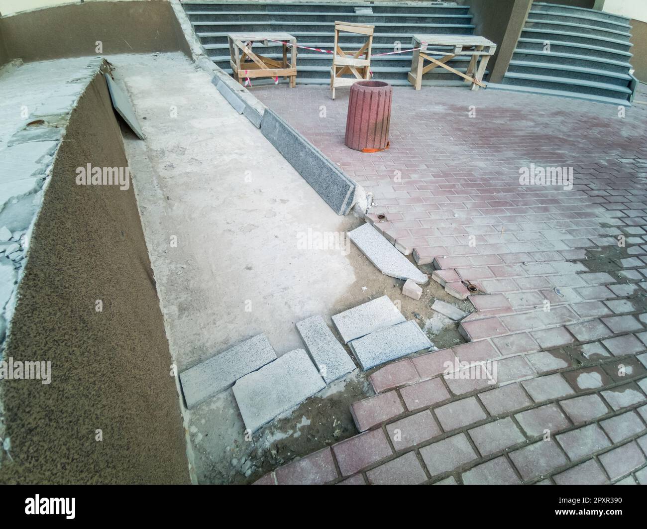 Broken house steps need to repair. Home amaged stair case outdoor Stock ...