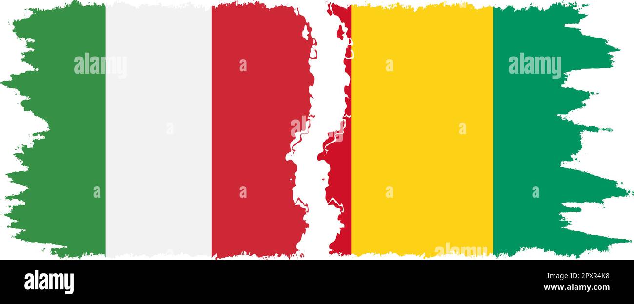 Guinea and Italy grunge flags connection, vector Stock Vector Image ...