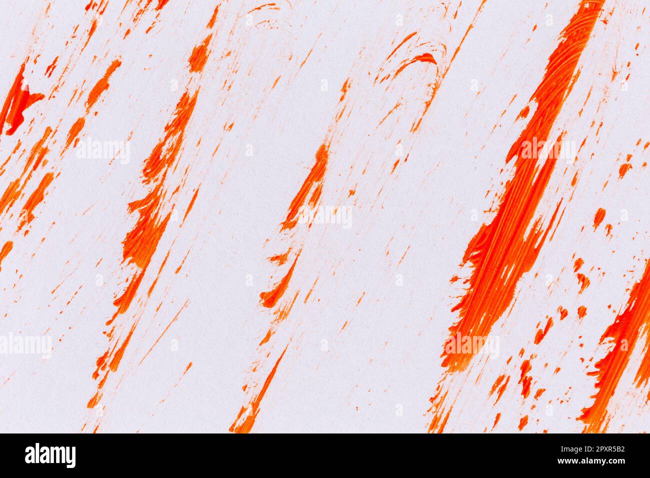 acrylic orange red paint texture background hand made brush on paper ...
