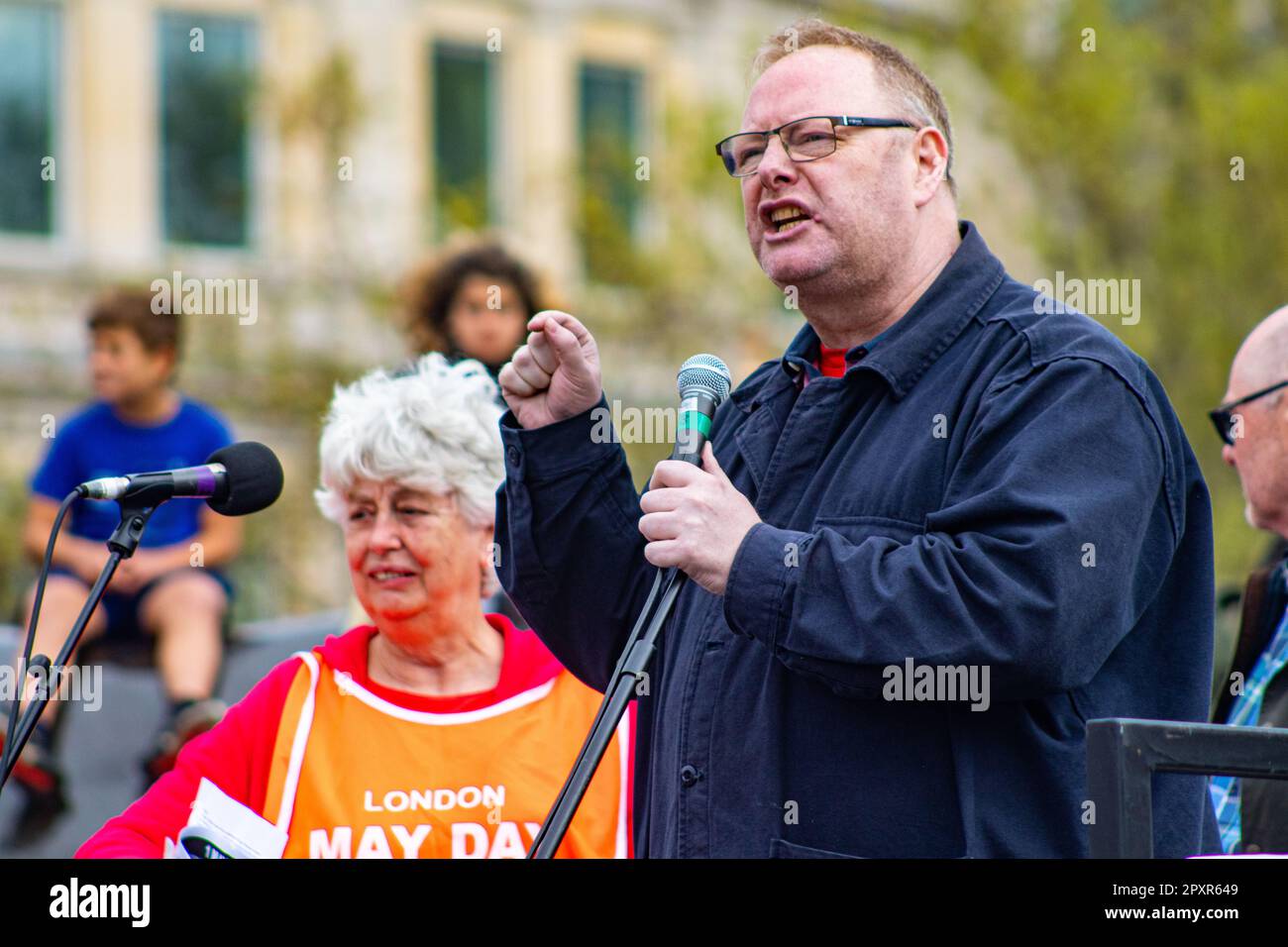 London, United Kingdom - May 1st 2023: Activist(s) speaking on stage in ...
