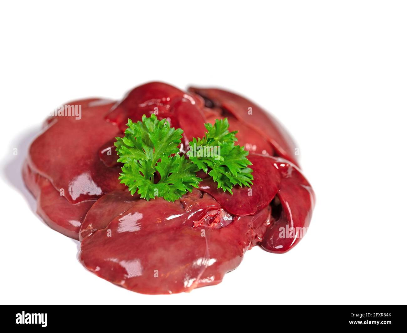 Chicken liver isolated against white background Stock Photo - Alamy