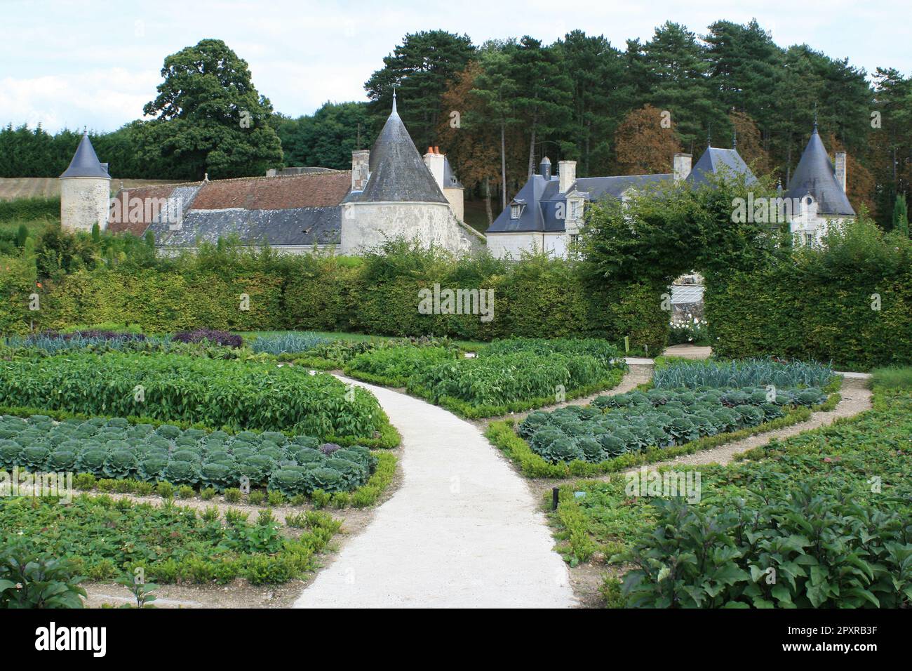 medieval castle and french-style vegetable garden in touraine (france ...