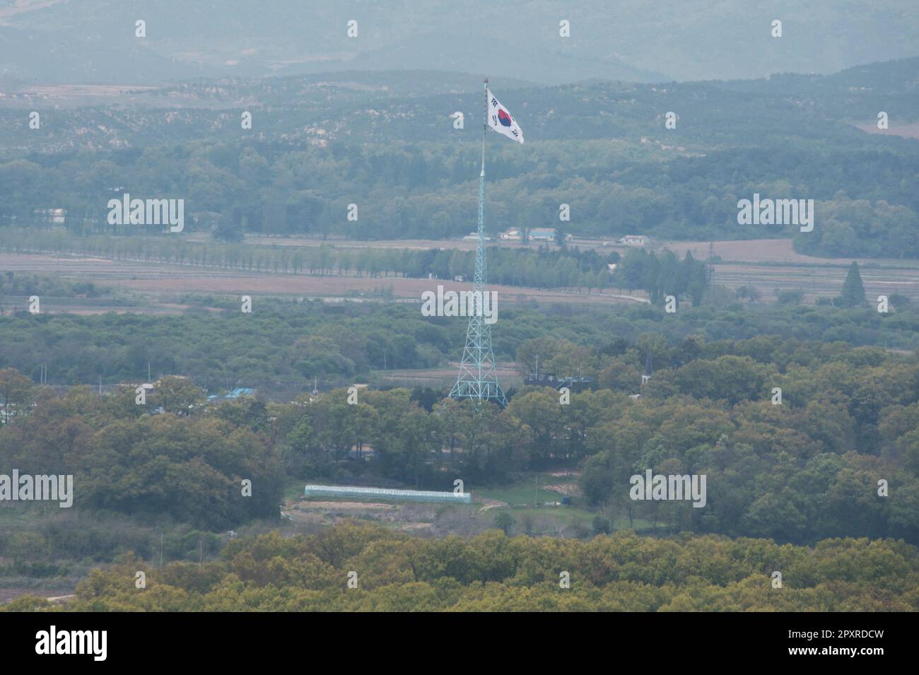 Paju, South Korea. 02nd May, 2023. South Korea's village is seen from ...