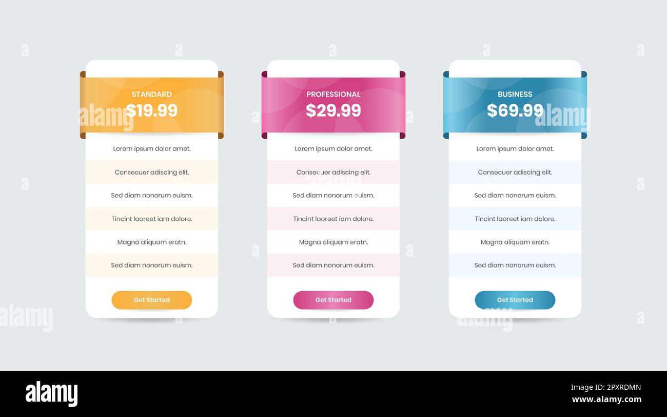 Minimalistic business comparison pricing list design for ui and web ... Minimalistic business comparison pricing list design for ui and web ...