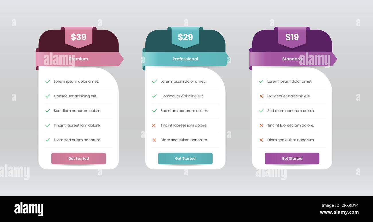 Subscription pricing comparison table design with abstract shape Stock Vector Image & Art - Alamy